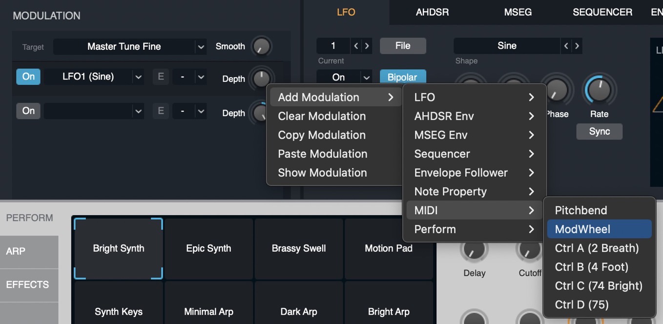 Logic ProのAlchemyでモジュレーションホイールでビブラートをかける設定方法 | Mitchie Mのブログ